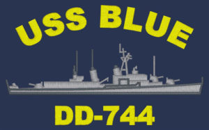 DD 744 USS Blue Embroidered Polo Shirt